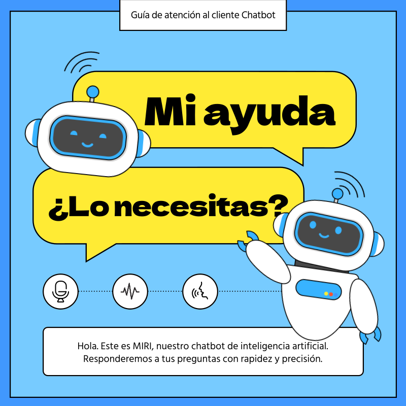 Cómo utilizar un sencillo chatbot amarillo y azul de atención al cliente - MiriCanvas