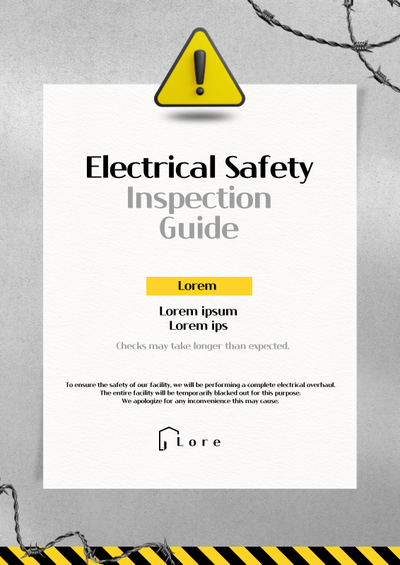 Electrical safety inspection notices highlighted in black and yellow ...