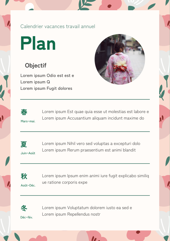 Mignon carnet de planning conceptuel sur fond d'illustration florale ...