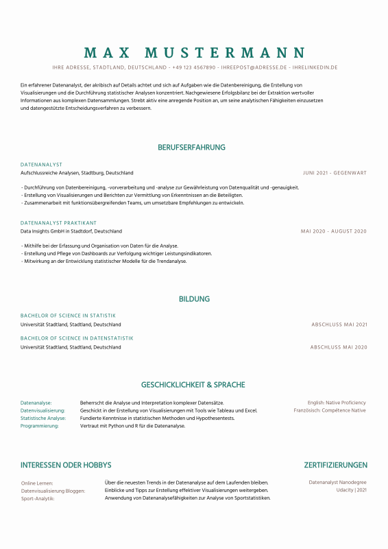 Grauer sauberer minimaler Datenanalyst-Lebenslauf - MiriCanvas