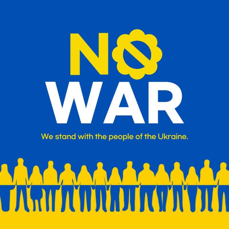 Anti-war message with yellow and blue illustration emphasis - MiriCanvas