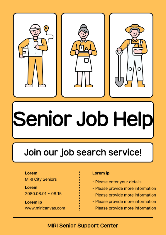 Promote Yellow's trendy senior employment center - MiriCanvas