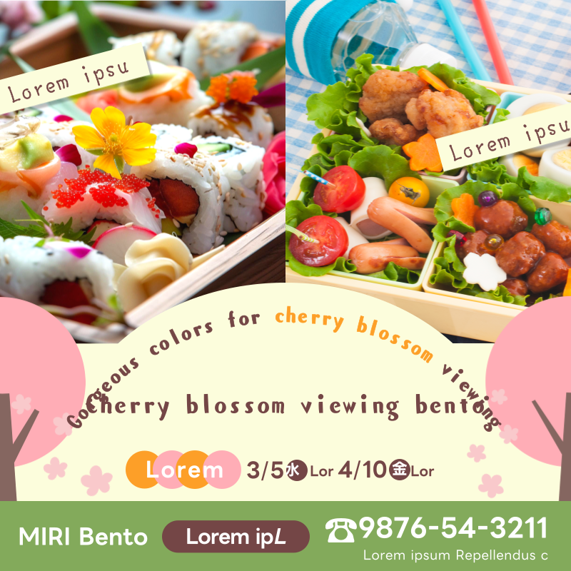 Advertisement for cute spring bento box lunches for sale - MiriCanvas