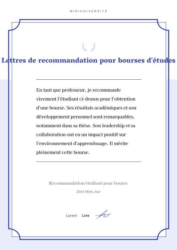 À propos de la lettre de recommandation simple de la marine pour une bourse d'études - MiriCanvas