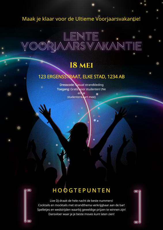 Zwart en neon Modern Lentefeest Publiciteit - MiriCanvas