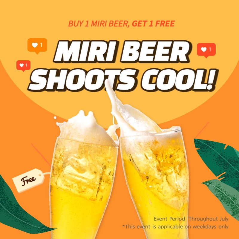 Beer event with firecrackers on a yellow background - MiriCanvas