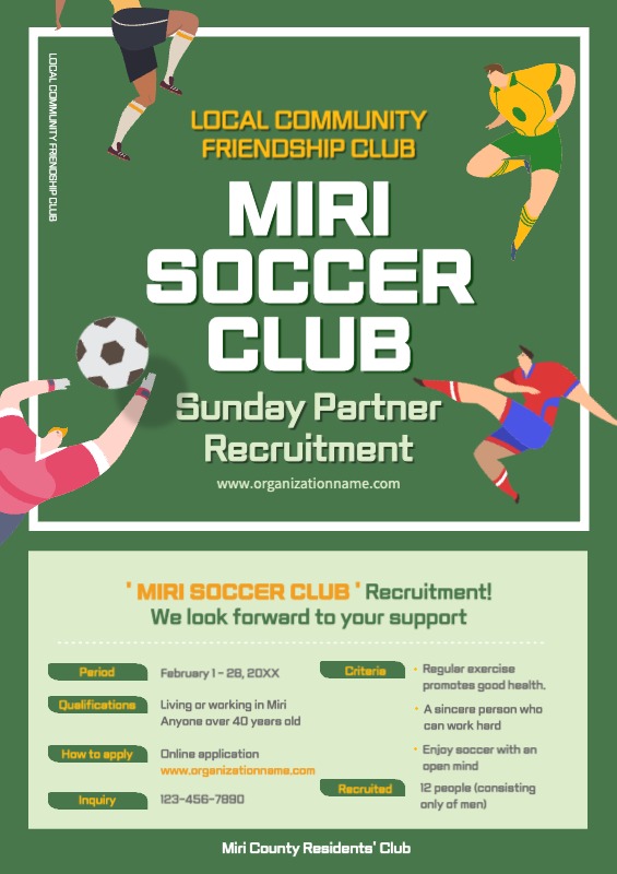 Recruitment webposter for soccer clubs in green - MiriCanvas
