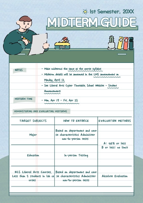 Green and blue cute illustration concept midterm guide - MiriCanvas