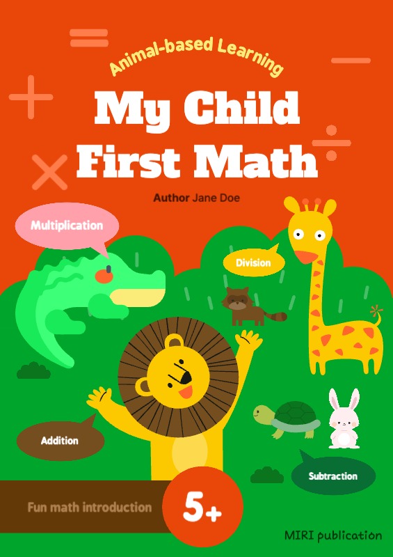 Minimalist children's math book cover in orange and green - MiriCanvas