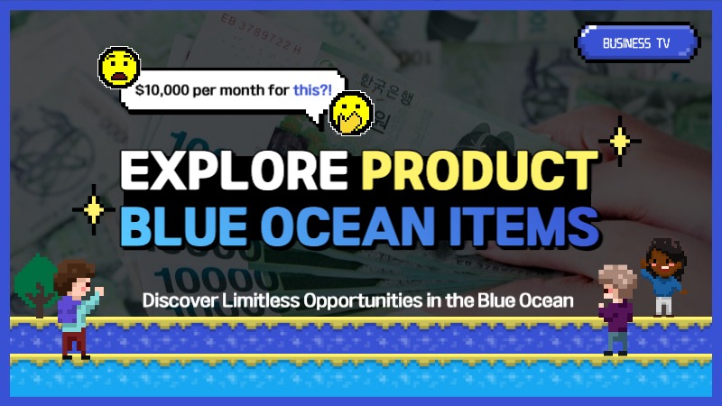 Self-employed blue ocean items with a pixelated blue and yellow concept ...