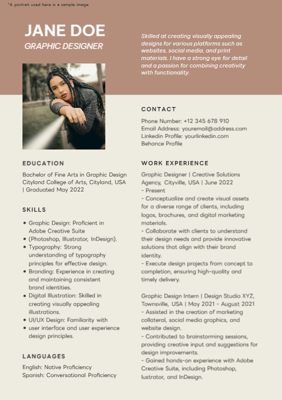 Beige and Brown Modern Graphic Designer Resume Introduction - MiriCanvas