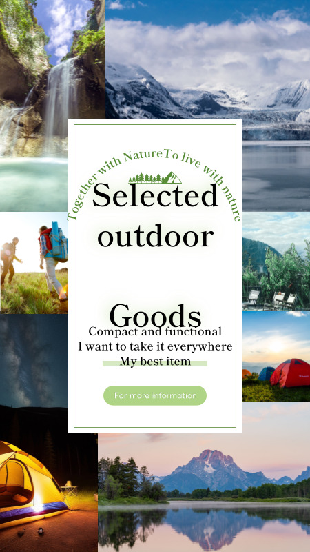 Introduction of outdoor goods overflowing with green natural materials ...