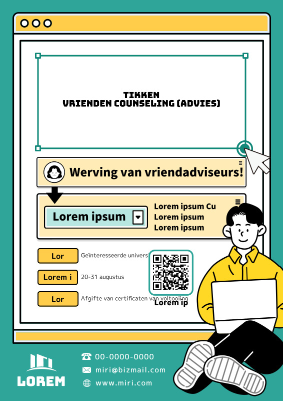 Een mint en geel webbrowser concept met een oproep voor agenten ...