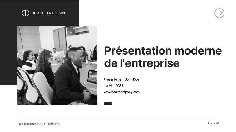Introduction de l'entreprise moderne en noir et blanc - MiriCanvas