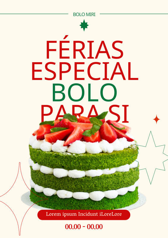 Menu de sobremesa de bolo de café em vermelho e verde para dar um toque ...