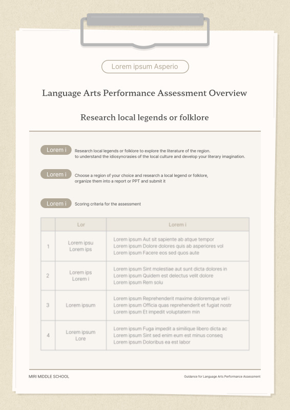 Language Arts Performance Assessment Guide with a simple clipboard ...