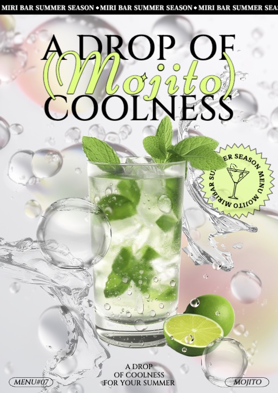Promote mojitos with a trendy white and chartreuse color scheme ...