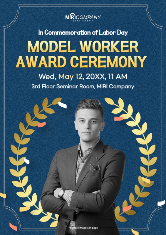 A classy, navy blue and gold model worker awards ad - MiriCanvas