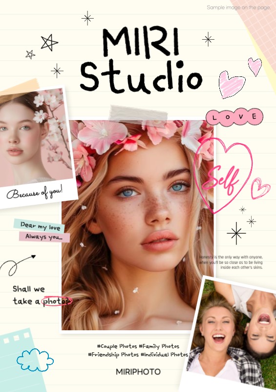 Promoting a cozy self-studio in ivory and pink - MiriCanvas