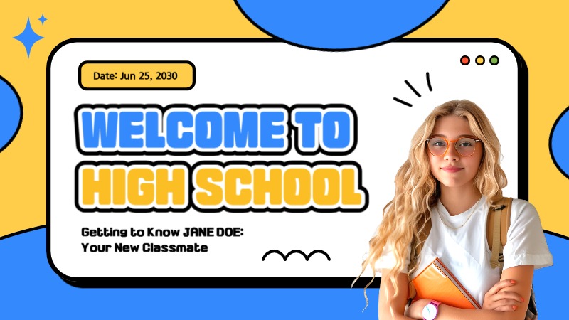 Yellow and Blue Modern New Student Introduction Class Material - MiriCanvas