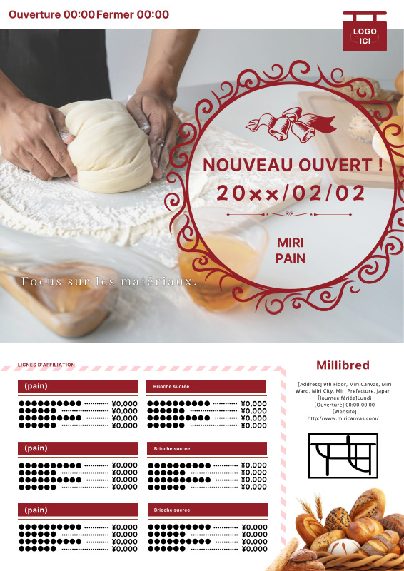 Publicité simple et élégante pour une boulangerie en blanc et rouge ...