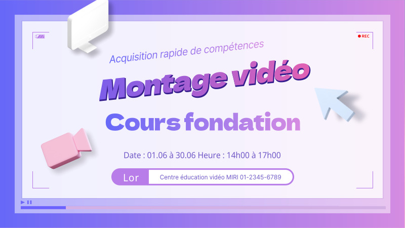 Pourpre et bleu, montage vidéo cybernétique pour promouvoir les cours d ...