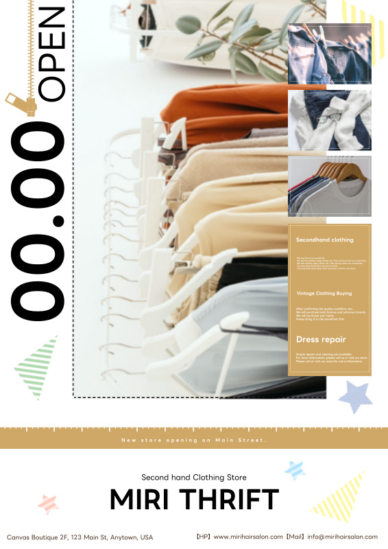 A cute and delicate thrift store ad in beige and white! - MiriCanvas