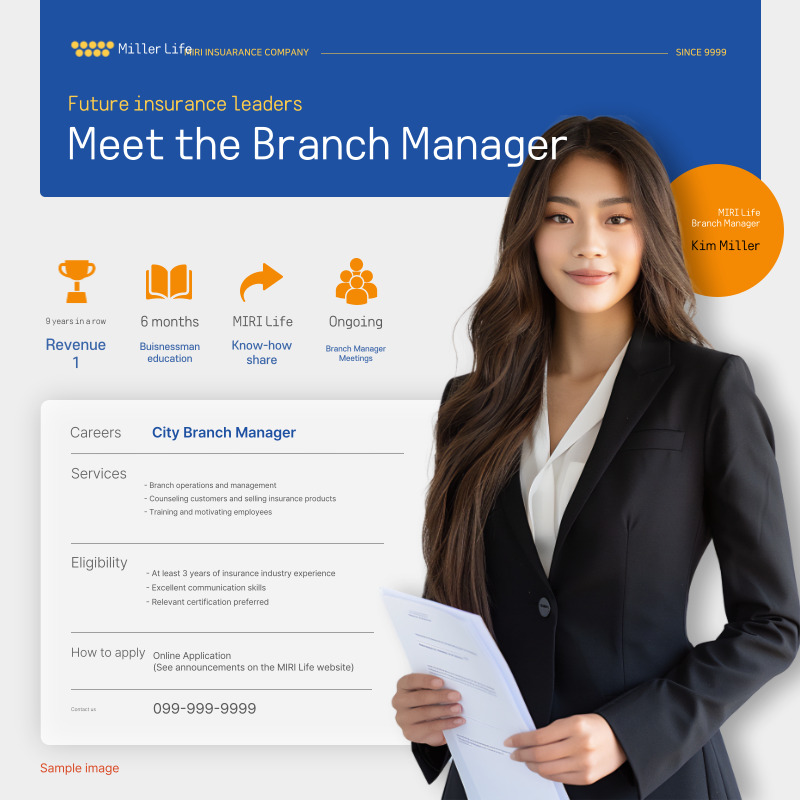 A modern blue-and-orange branch manager recruitment pitch - MiriCanvas
