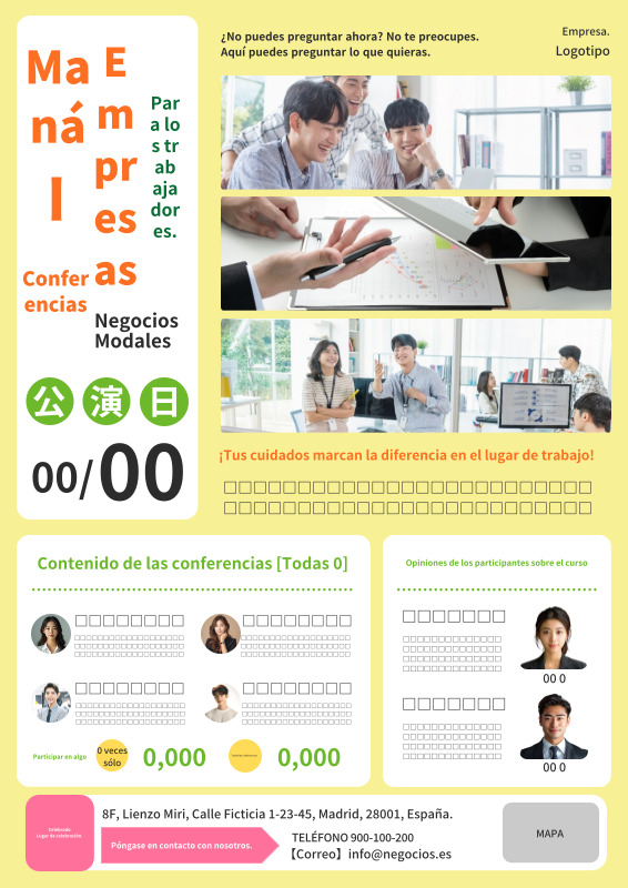 Un anuncio moderno y sencillo en amarillo y naranja para un curso de ...