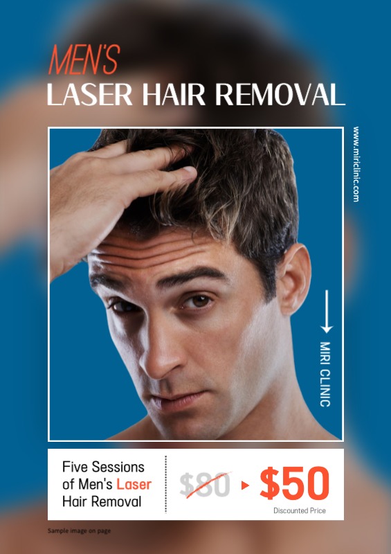 A simple blue and orange discount ad for laser hair removal treatments ...