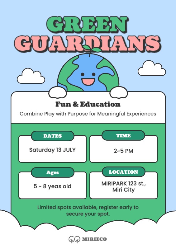 Green and Blue Summer Environmental Change Camp Announcement - MiriCanvas