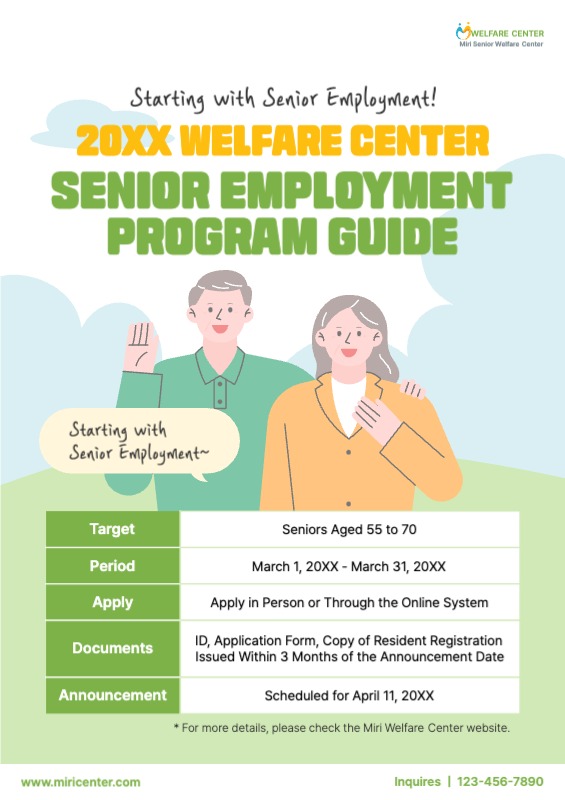 Simple yellow and green senior citizen job posting - MiriCanvas