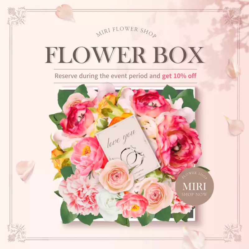 Pink Feminine White Day Flower Box Booking Event - MiriCanvas