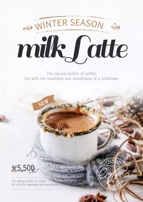 White, hot latte photo menu - MiriCanvas