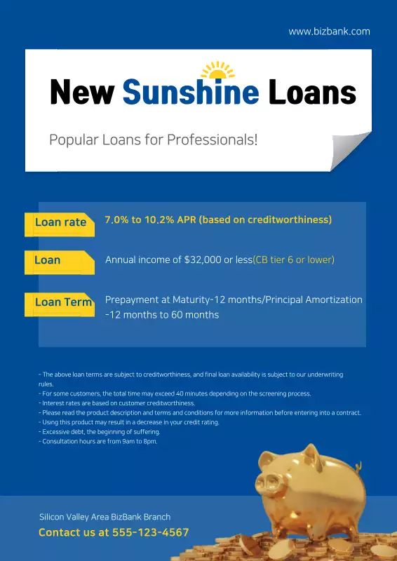 Simple bank loan product flyer with orange background - MiriCanvas
