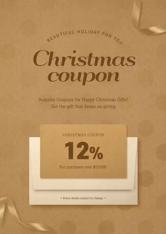 Classy Christmas coupon with letters in beige color - MiriCanvas