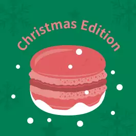 Pink green illustration cute christmas cafe dessert macaron label ...