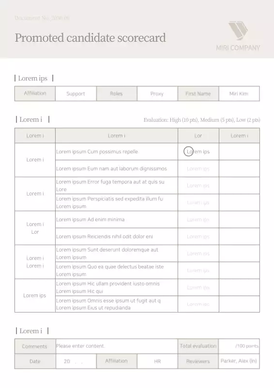 Beige, clean promotion candidate evaluation sheet - MiriCanvas