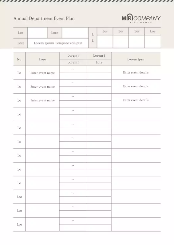 A soft and simple annual departmental event calendar in beige. - MiriCanvas