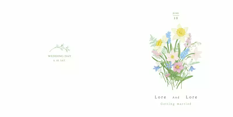 Simple, sentimental wedding invitation with daffodils and colorful ...