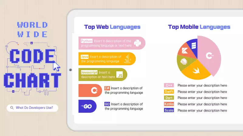 Off-white and blue simple diagram-oriented coding language chart theme - MiriCanvas