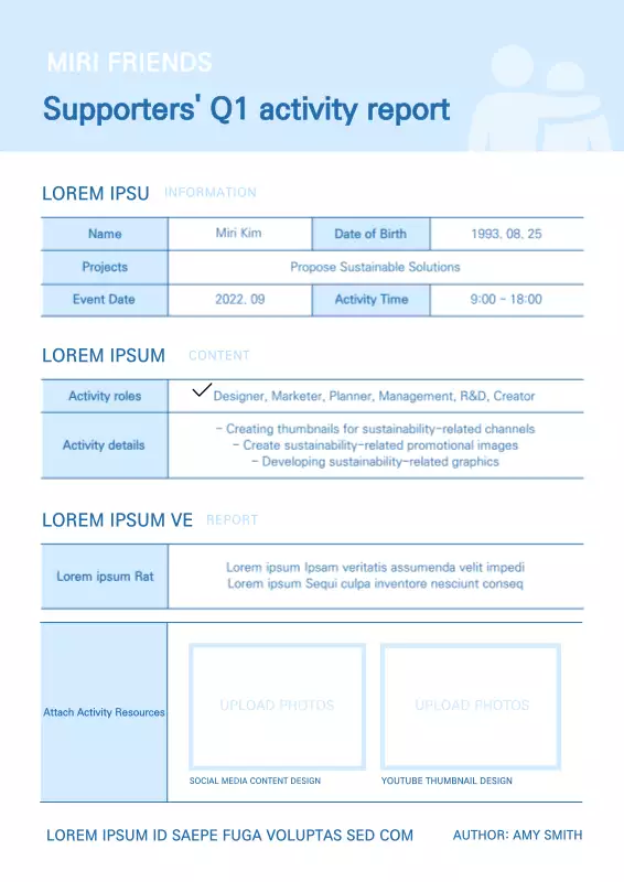 Supporters reports in light blue - MiriCanvas
