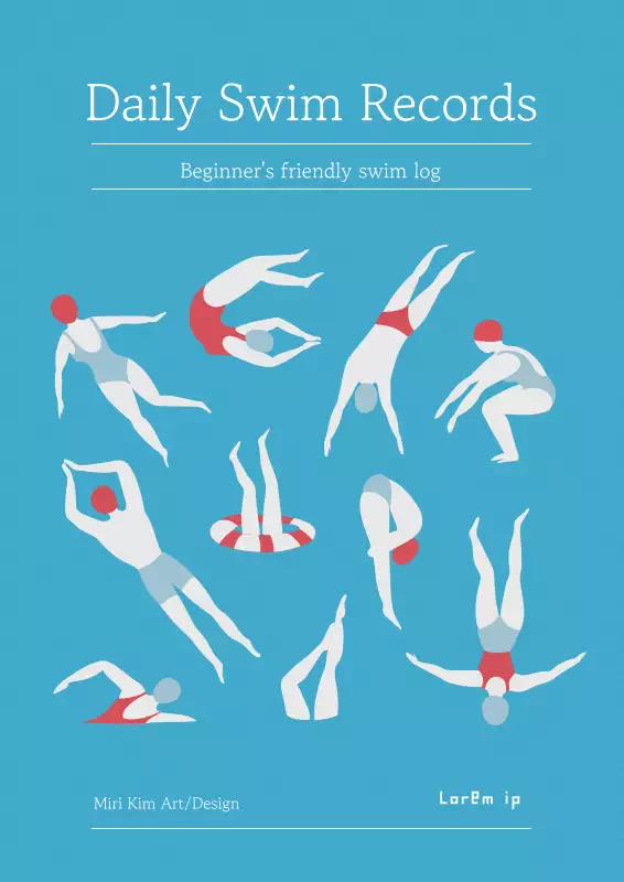 Cute illustrated swim logs in light blue - MiriCanvas