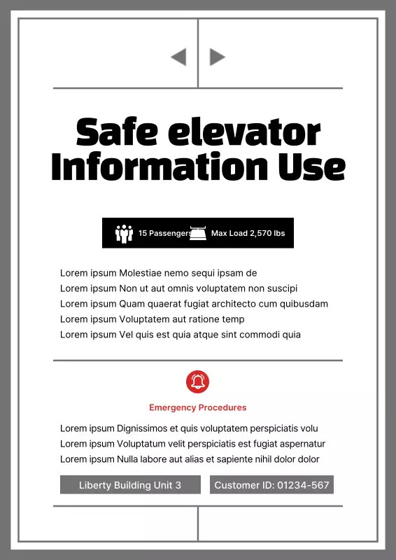 A clean, black-and-white elevator sign that looks like an elevator ...