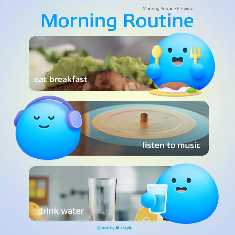 Morning routine with a cute blue emoji - MiriCanvas