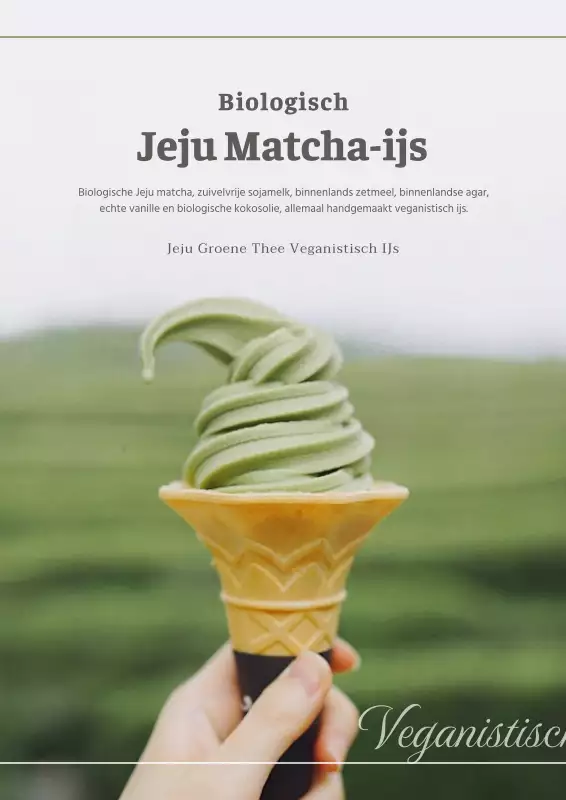 De lancering van een groengekleurd biologisch matcha-ijs promoten ...