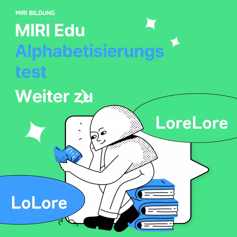 Lese- und Schreibtest mit hellgrünen und blauen Zeichen - MiriCanvas