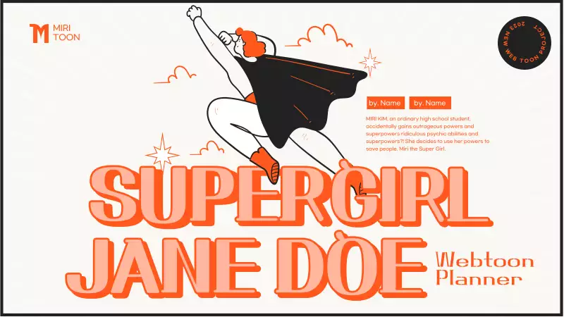 A kitschy orange-and-white comic book proposal - MiriCanvas