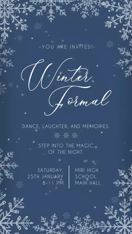 Blue and White Classic Winter Formal Dance Invitation - MiriCanvas