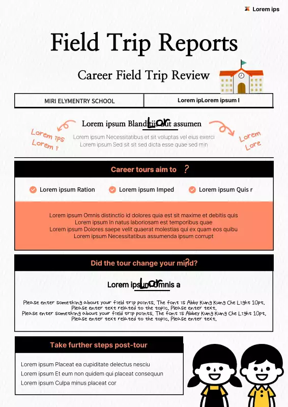 A classy field trip report in orange and black - MiriCanvas